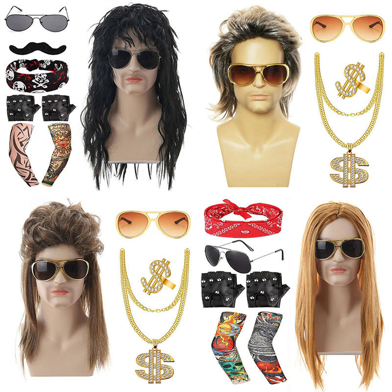 Cosplay Halloween Cos Punk Wig Hip Hop Rock Fans Hair Elderly Disco ...