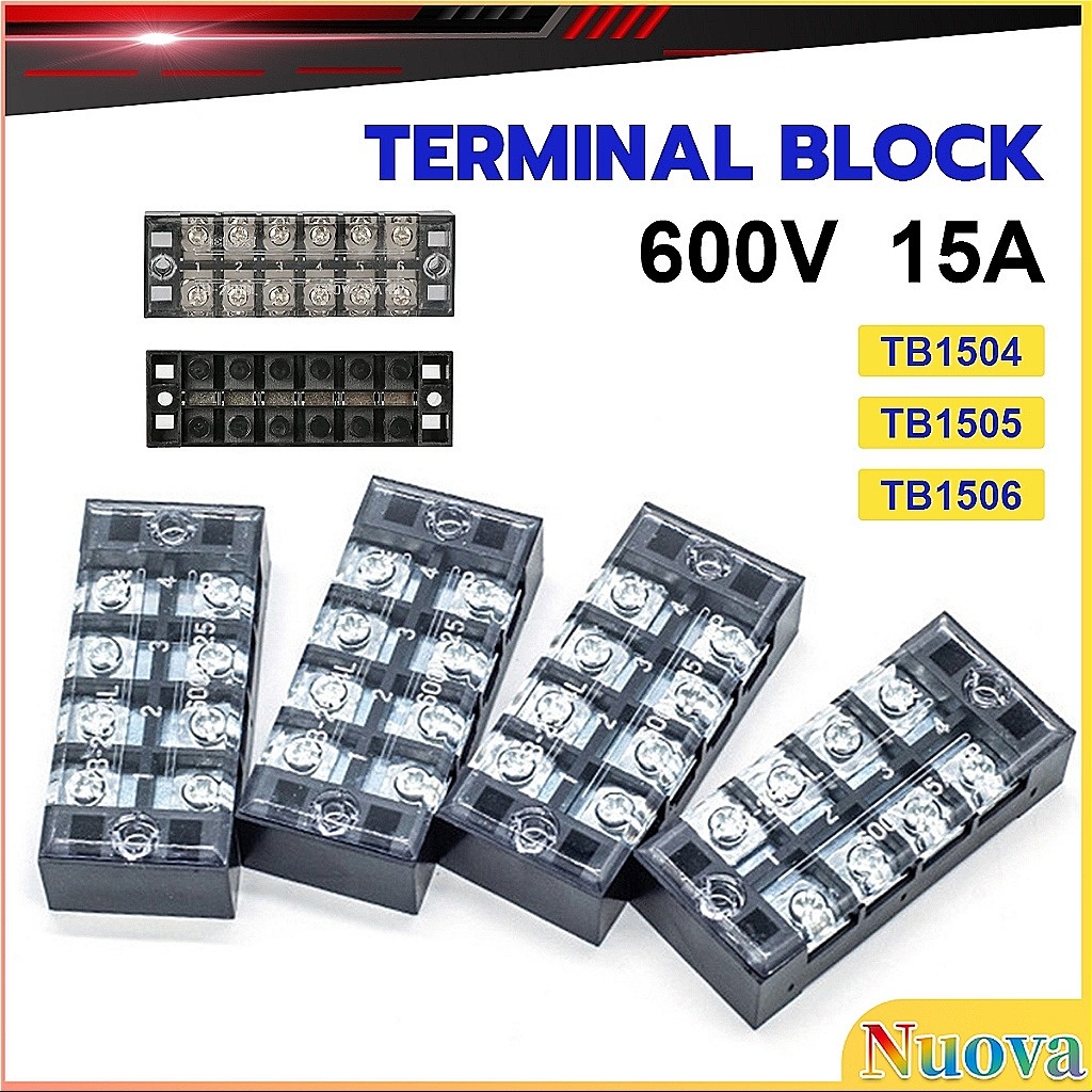 Nva 15A Molded Terminal Block TB1504 TB1505 TB1506 600V Dual Row ...