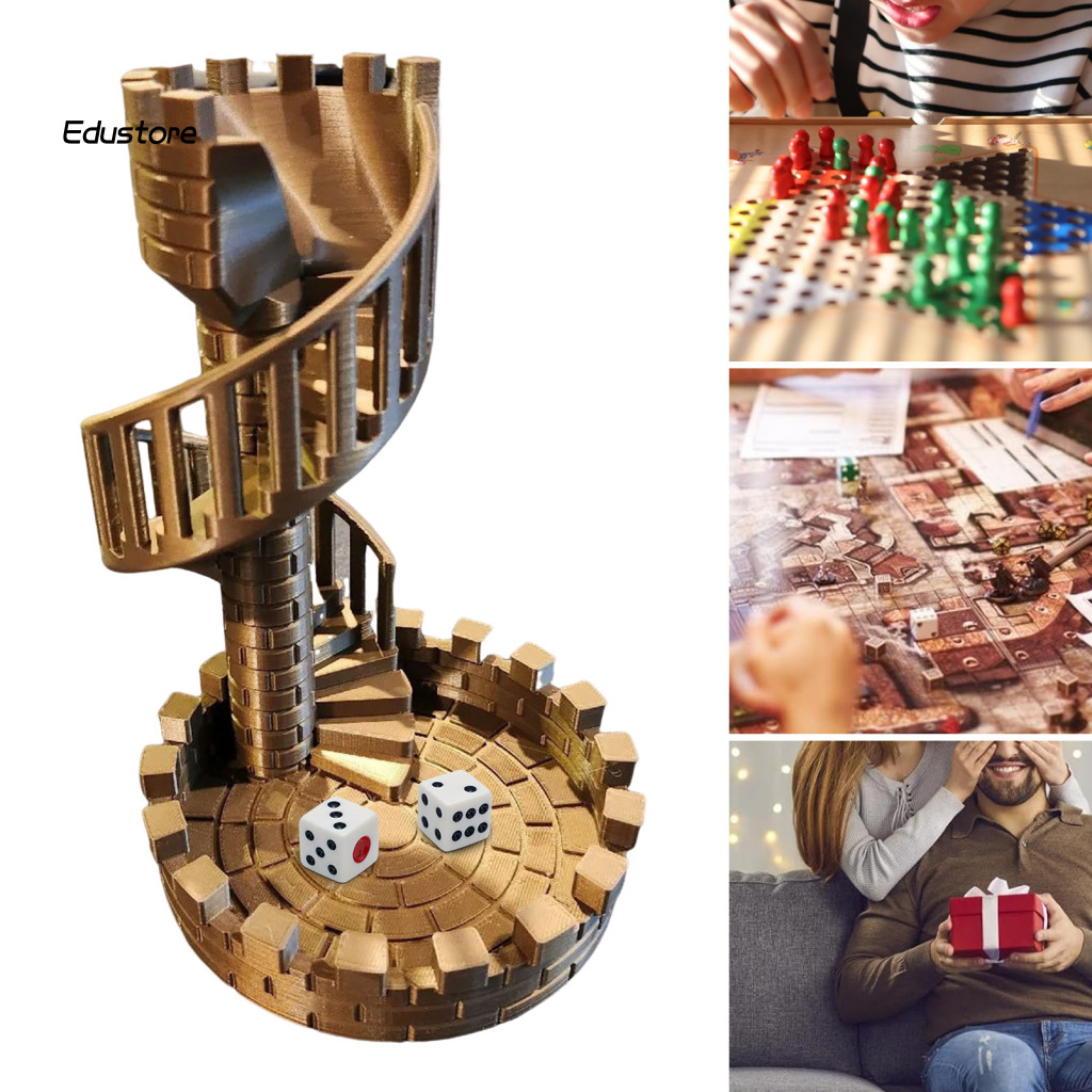Desktop Game Dice Tower Vintage Castle Dice Tower with Tray Premium ...