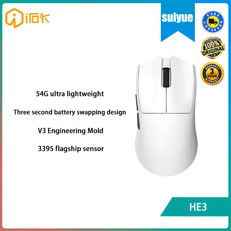 IROK HE3 PRO Tri-mode Wireless Mouse 4K PAW3395 Sensor Replaceable Battery Lightweight Esports ...