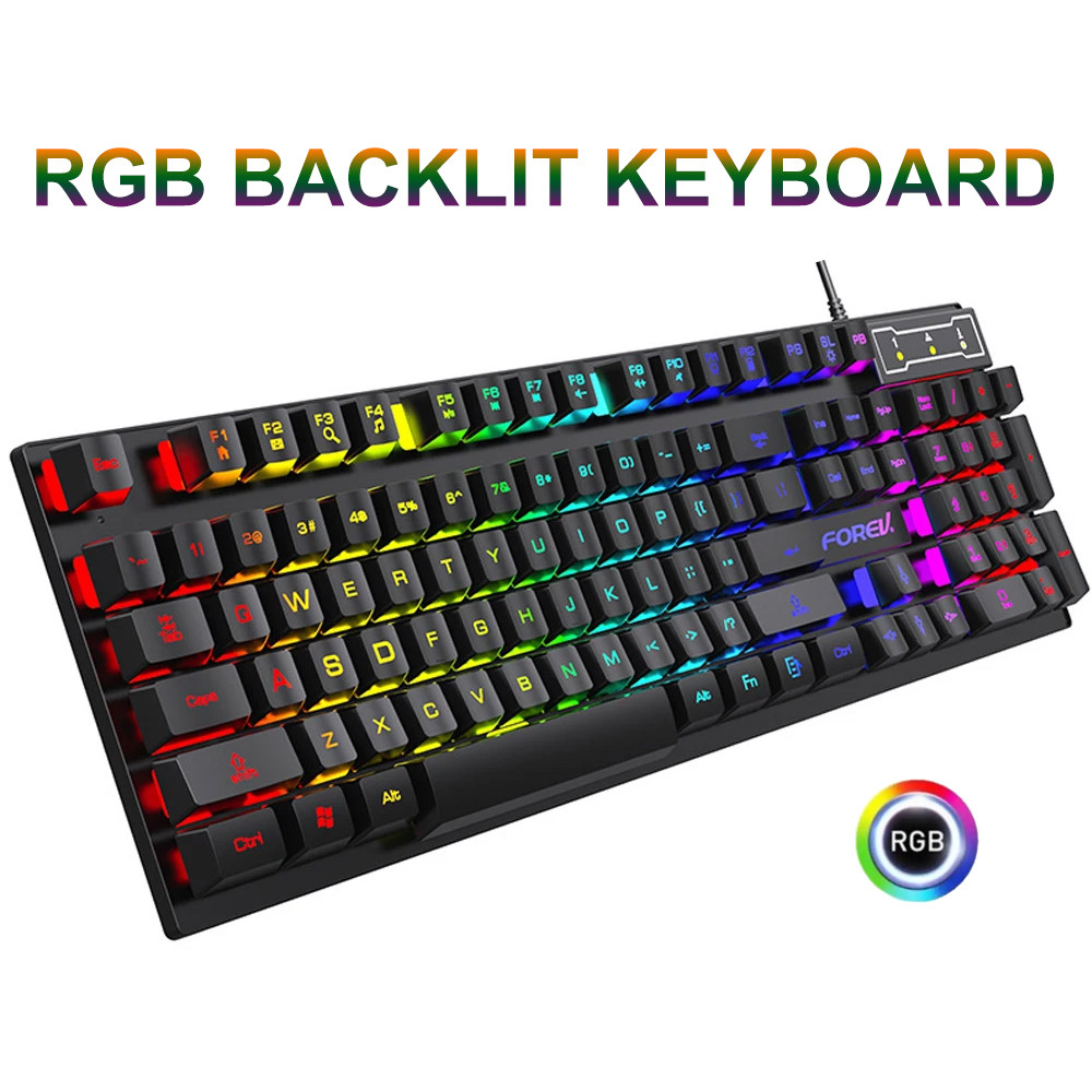 Mechanical Keyboard Wired Gaming Keyboard 104 Keys RGB Backlit Receiver ...