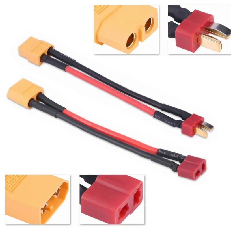 XT60 To Deans T Plug Male Female Adapter Connector Cable 10cm for Lipo Battery 14AWG RC Parts ...