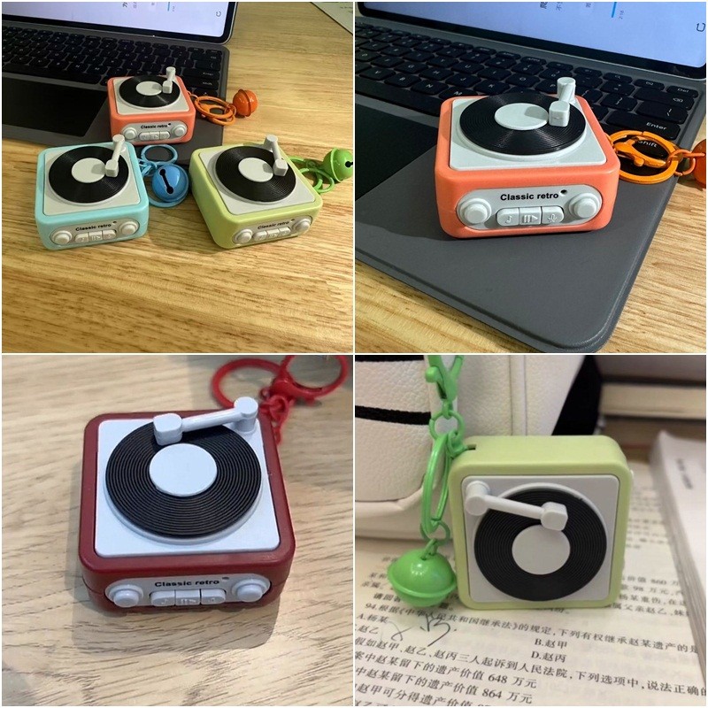 Mini Tape Recorder Keychains Creative Record Player Keyrings Halloween ...