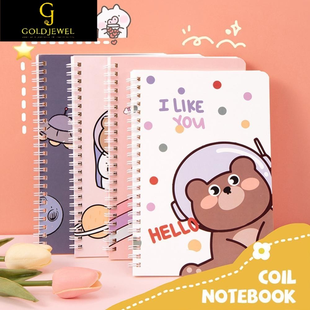 [MJ] 120 Pages A5 Coil Spiral Notebook Horizontal Line Journals Cartoon ...