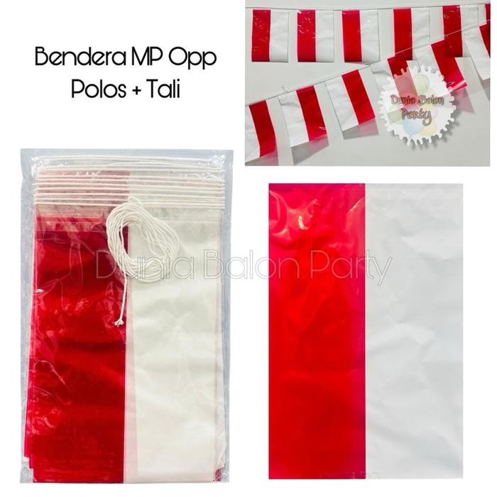 MERAH Plain Red and White OPP Flag + Rope / Republic of Indonesia ...