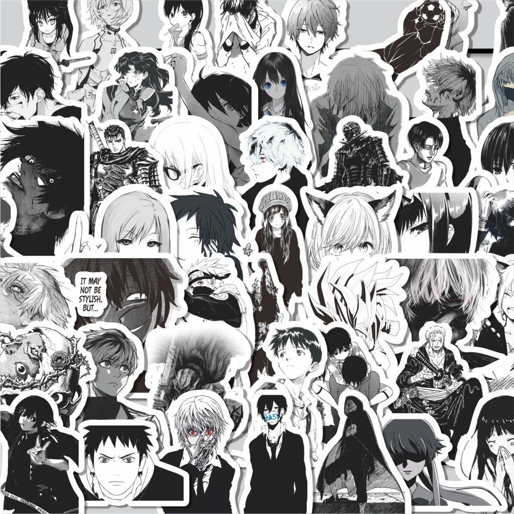 Cutting Pack Stickers Black and White Anime Stickers 100Pcs Cute Cool ...