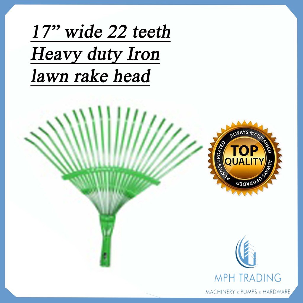 17" Wide 22 Teeth Heavy Duty Iron Lawn Rake Head Replacement Lawn ...