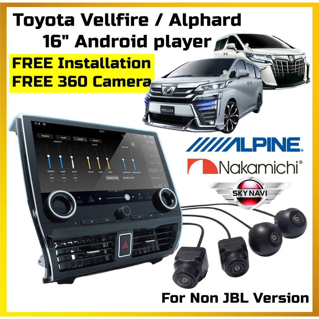 Toyota Alphard Vellfire Agh 40 Design 16" Android Player For AGH30 Anh ...
