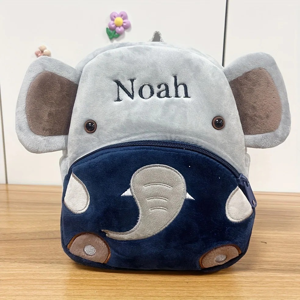 Personalized Name Plush Animal Backpack Cute Elephant Children Plush ...