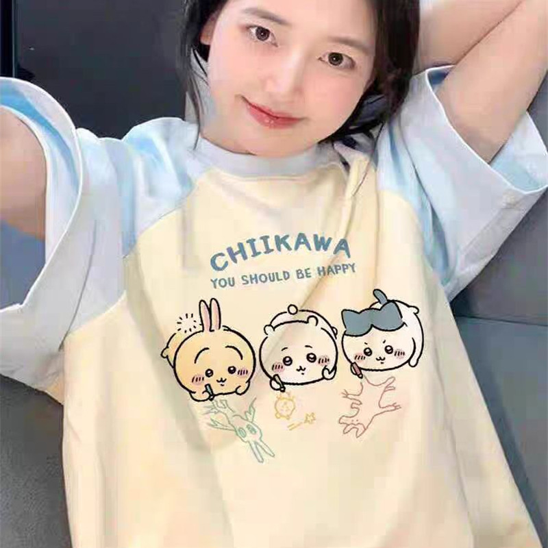 Cartoon Chiikawa Short Sleeve T-shirt Women Loose Top Summer Casual Tee ...