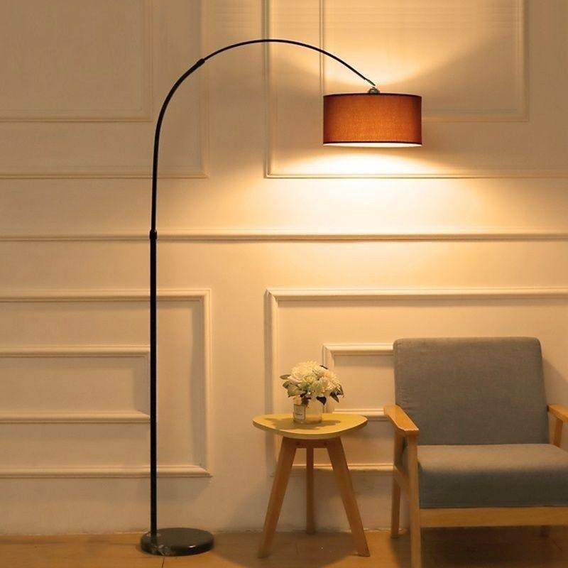 Vintage cloth floor lamp sofa side arc standing lamp for reading ...