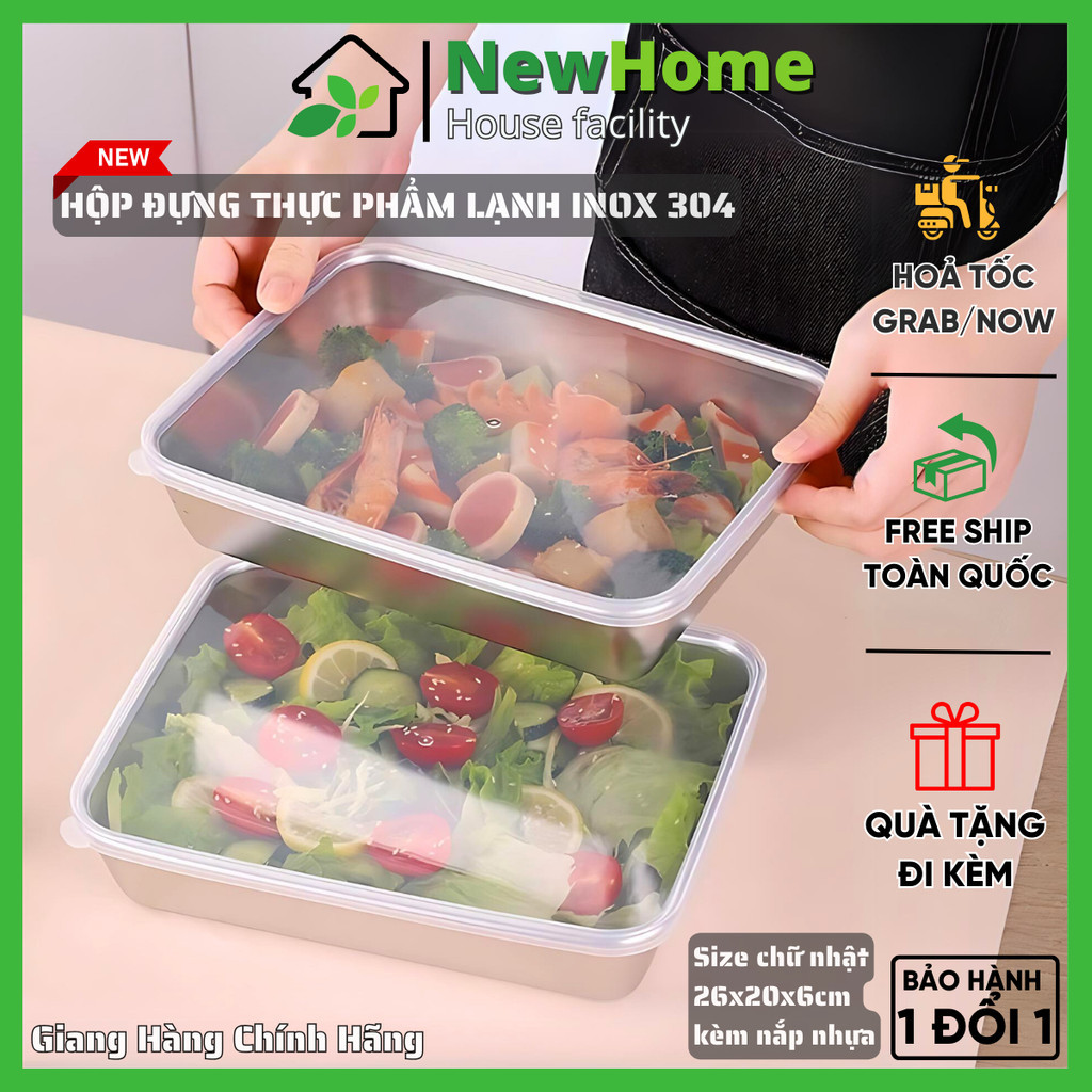Cold Food Container, Large Rectangular 304 Stainless Steel Box with ...