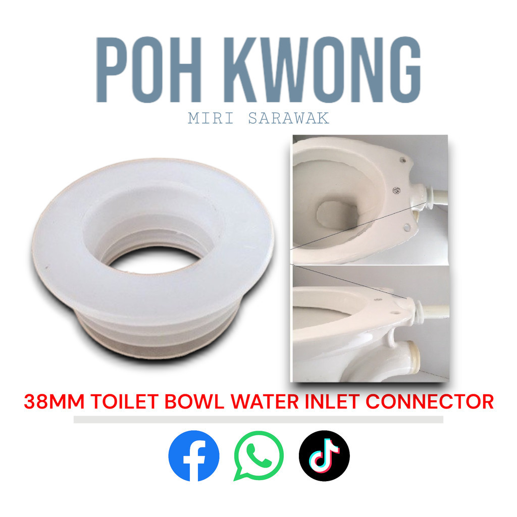 Toilet WC 38mm White Transparent Rubber Cone Inlet Connector For Lower ...