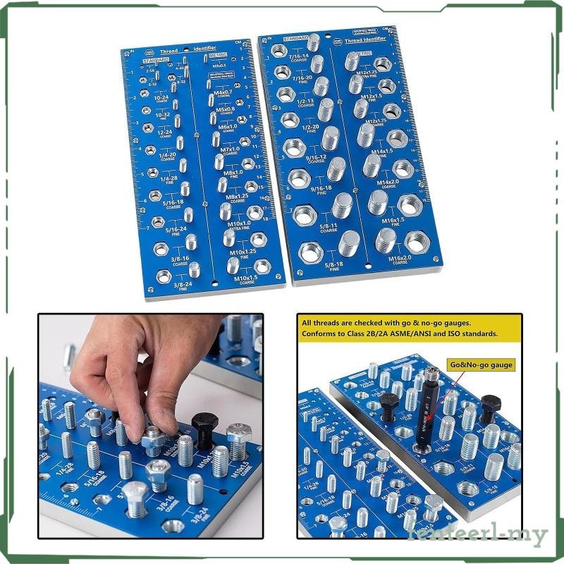 [Fenteer1efMY] Nut and Bolt Thread Checker Bolt Size Gauge Sizing Tool ...