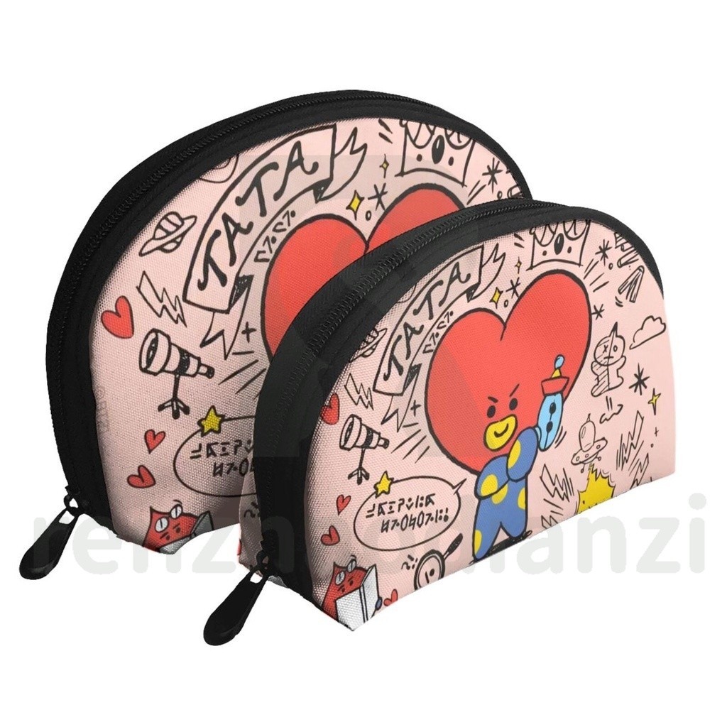 2PCS BTS BT21 Women Coin Purse Mini Makeup Travel Portable Bags Clutch ...