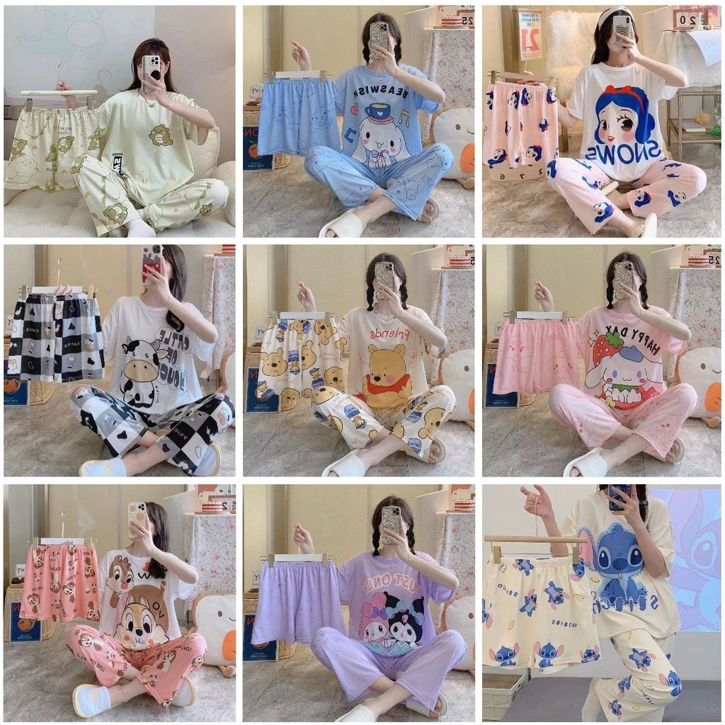 Sleepwear Pajama 3IN1 CINNAMOROLL KUROMI MELODY MICKEY SNOW WHITE ...