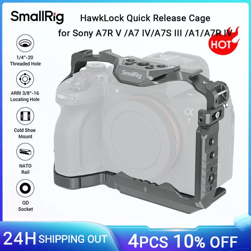 SmallRig A7 IV DSLR Camera HawkLock Quick Release Cage for Sony Alpha 7R V / Alpha 7 IV / Alpha ...