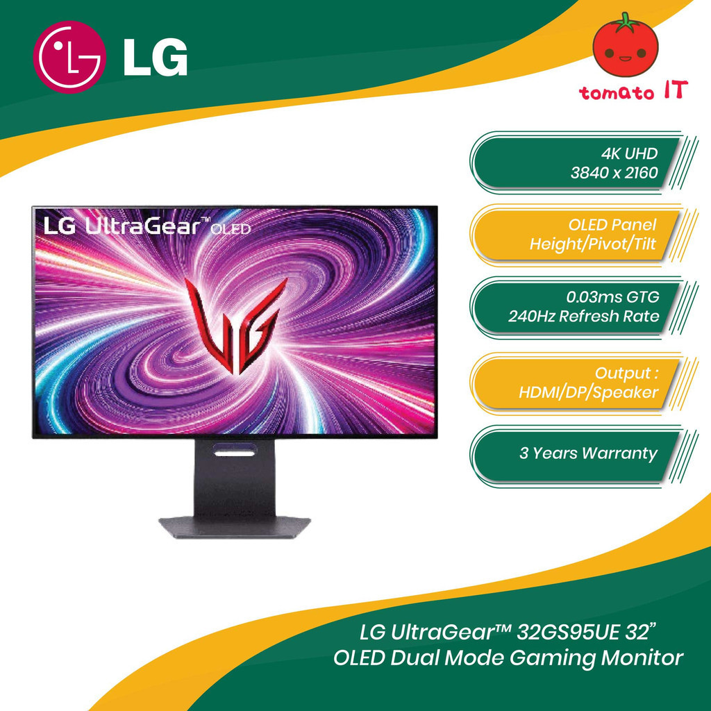 LG 32GS95UE UltraGear™ OLED Dual Mode 4K UHD 240Hz or FHD 480Hz Monitor ...