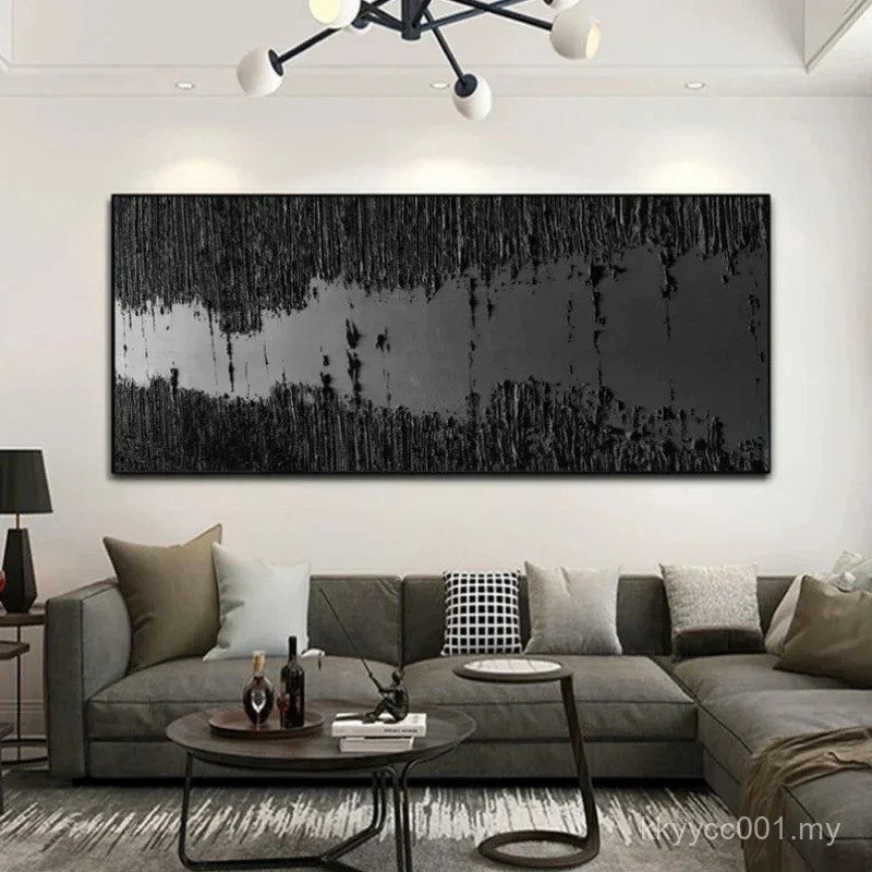 Besar hitam dan putih abstrak 3D tekstur seni Poster kanvas rata ...