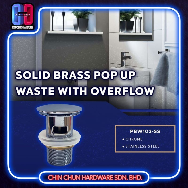 32MM ARTONE PBW102-SS S/STEEL PUSH BUTTON BASIN WASTE (CONVES-TOP W ...