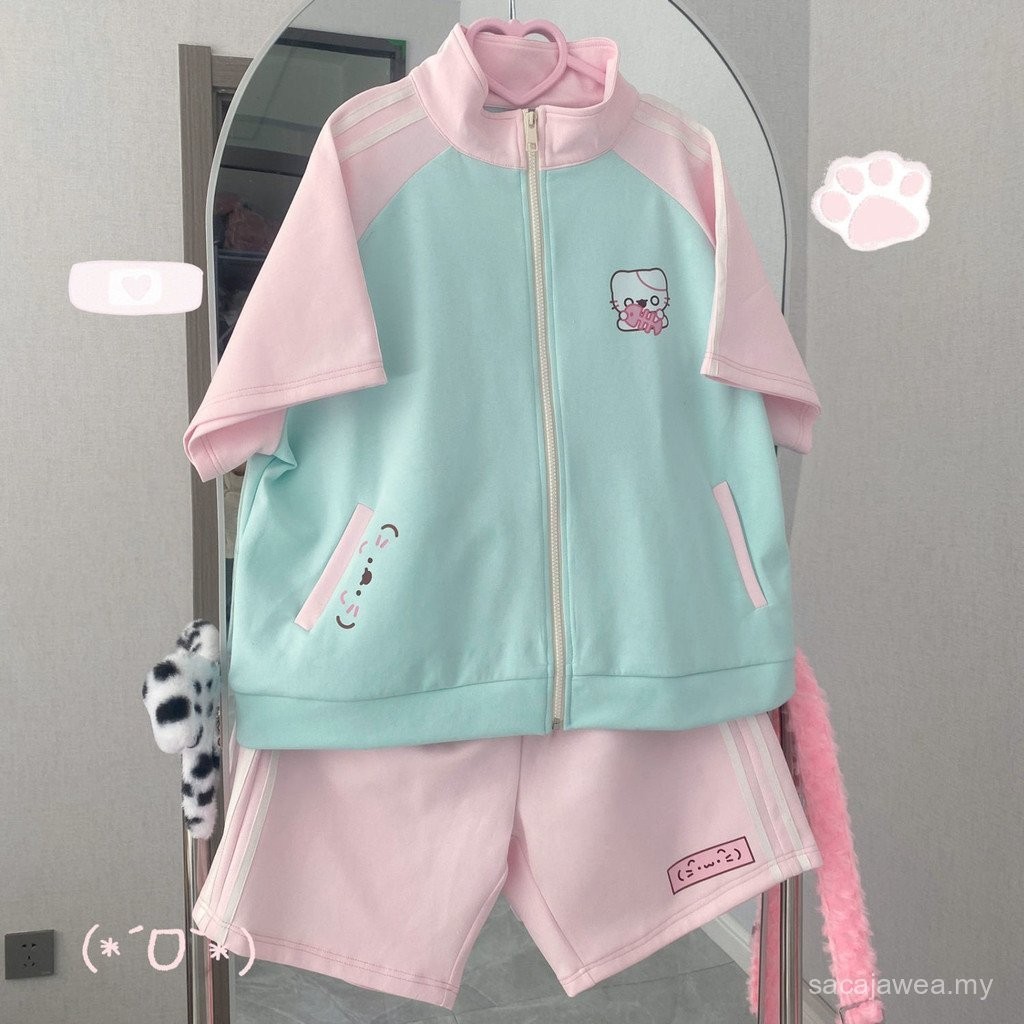 Kot luar anak kucing comel musim panas gadis lengan pendek seluar ...