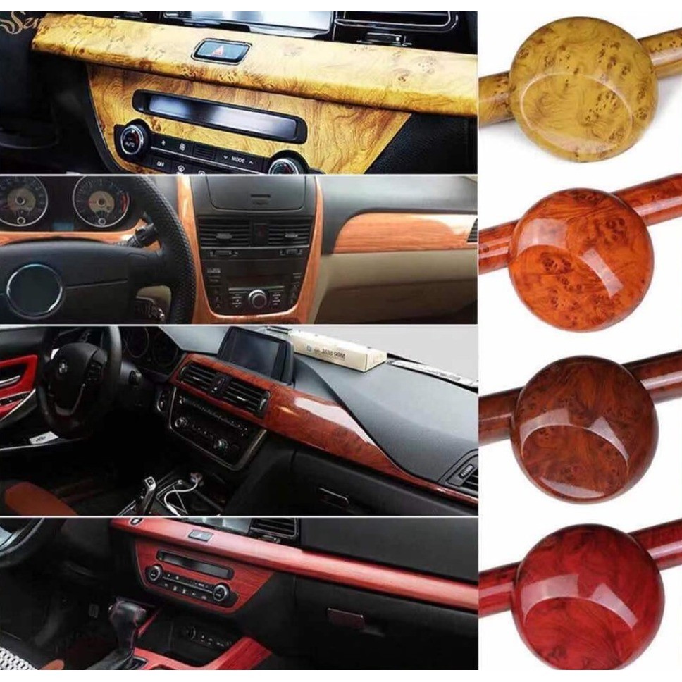 6D Glossy Wood Sticker Wrapping Film Tint Tinted Car Panel Kertas ...
