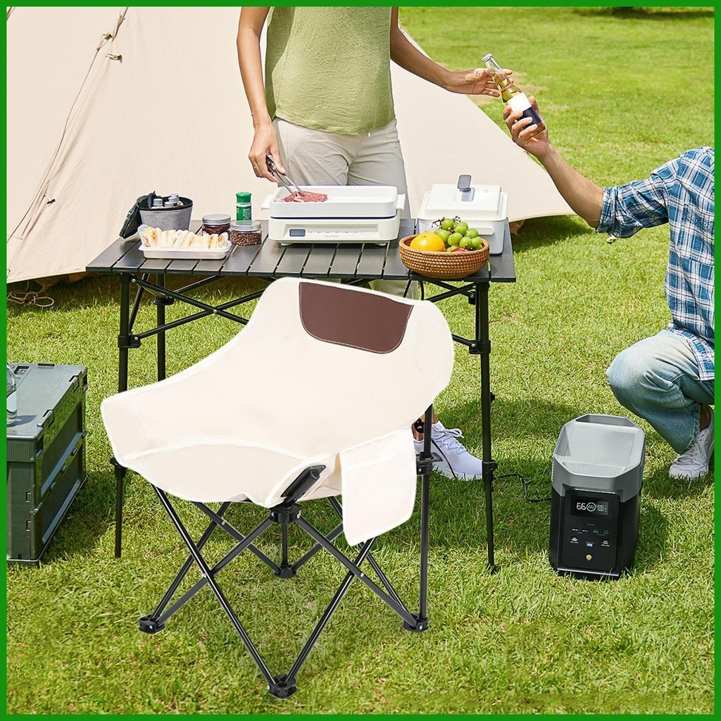 Portable Camping Chair Folding Camp Chair with Side Pocket 600D Oxford ...