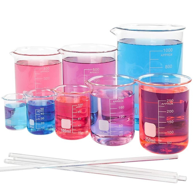 8pcs Glass Graduated Beaker Set 25,50,100,200,250,400,500,1000ml, Low ...