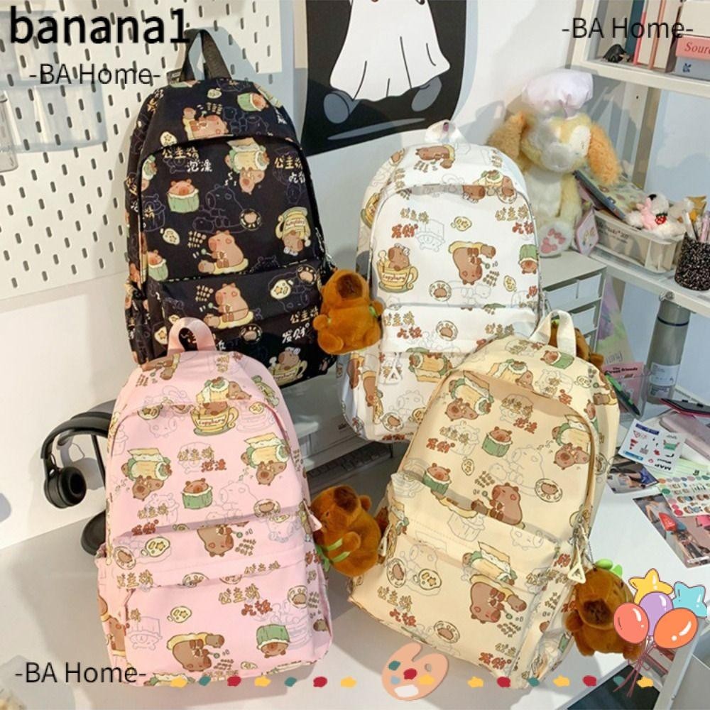 BA Capybara Backpack, Nylon Cartoon Capybara School Bag, Handbag Funny ...