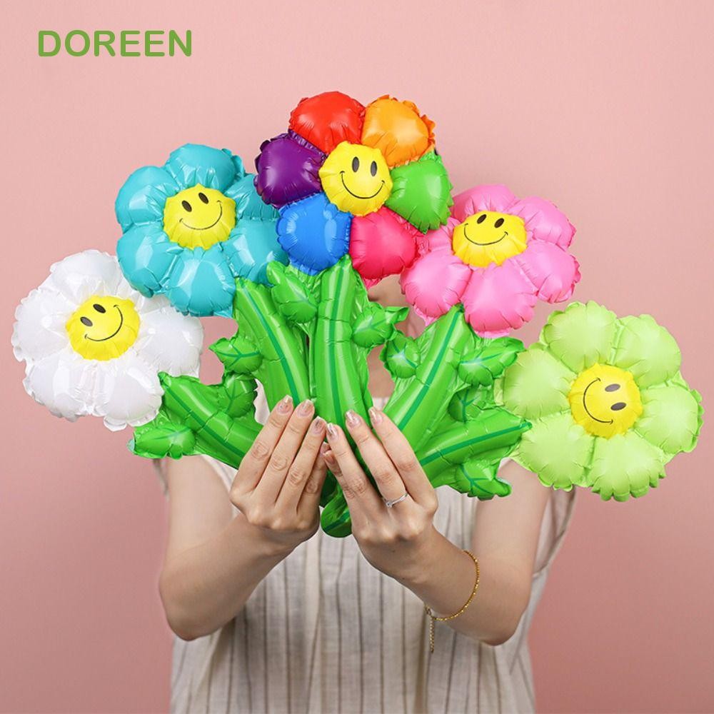DOREEN 10pcs Daisy Flower Balloons,|Aluminum Film Handheld Flower ...