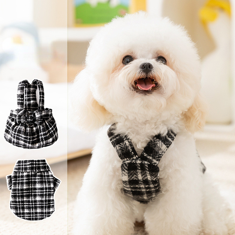 Pet Dress for Shih Tzu Teddy Poodle Dog Clothes Kitten Puppy Plaid ...
