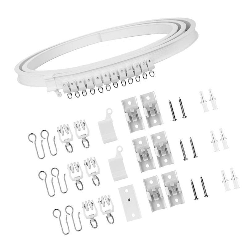 JJ* Flexible Ceiling Mounted Curtain Track Kits 5 Meter Bendable Rails ...