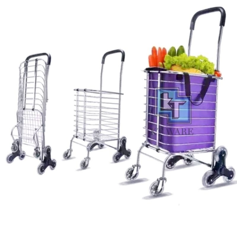 8 wheel aluminium shopping cart / market trolley /troli pasar /climbing ...