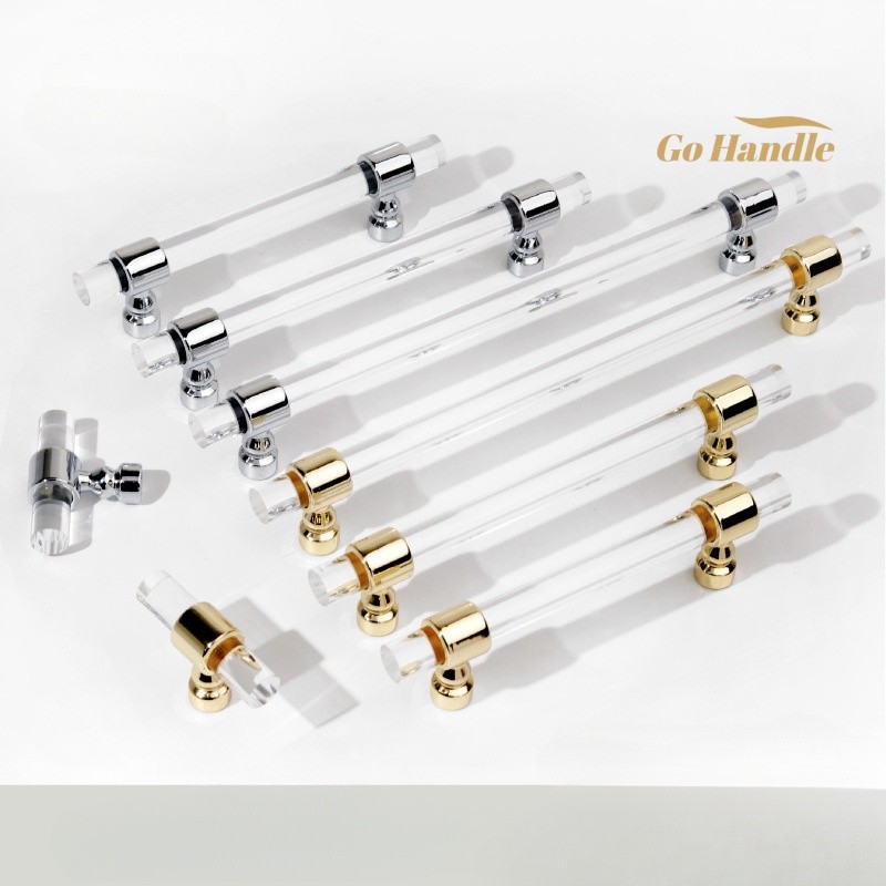 Transparent Acrylic Knobs And Handles For Drawers Bright Silver Kitchen ...