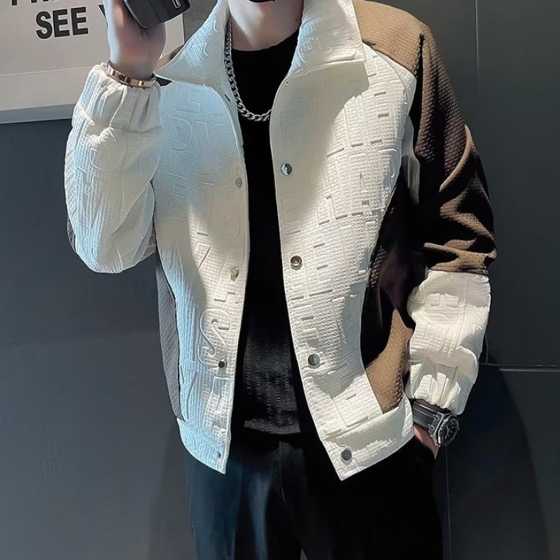Jacket Men 3D Steel Stamped Letter AP Contrast Color Boys Short Top ...