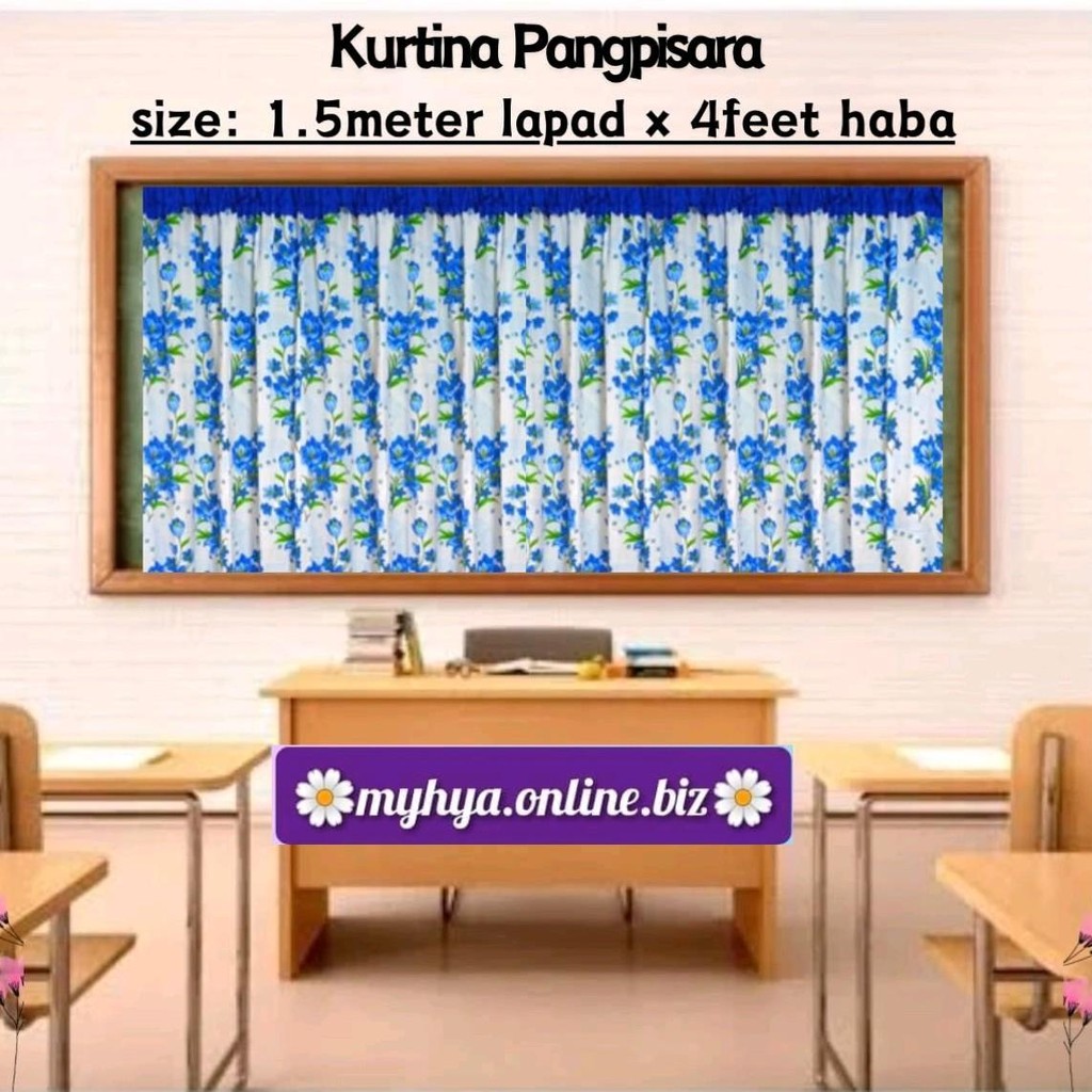 school chalkboard curtain floral design/ blackboard curtain 1.5m lapad ...