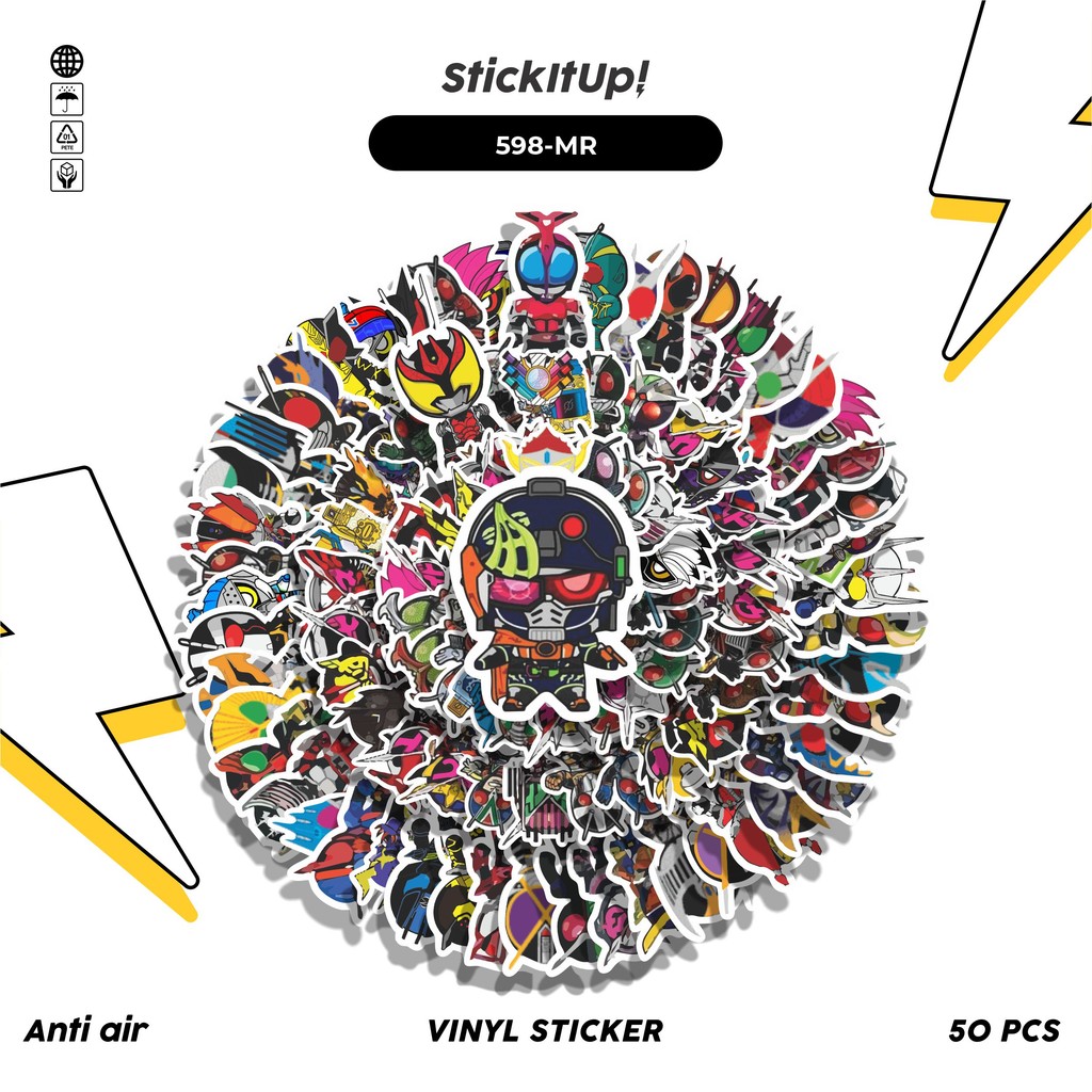 HP 100 Pcs Cute Aesthetic Vinyl Waterproof Masked Rider Stickers Pack ...