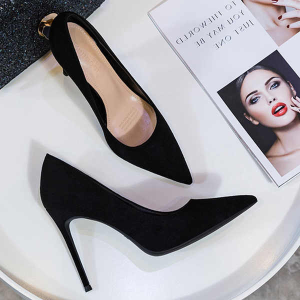 high heels machino heels Tumit tinggi suede hitam wawancara kerja ...