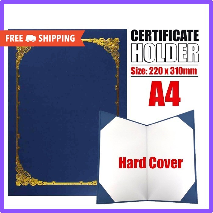 A4 Certificate Holder Hard Cover with Gold Border/Durable Fail Sijil ...