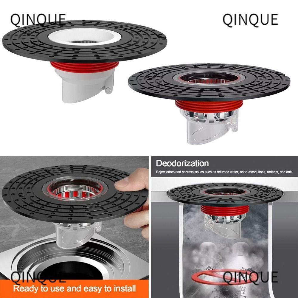 QQIN Shower Floor Drain Core, Backflow Preventer Dectable Sink Strainer, Insect Proof With Grid ...