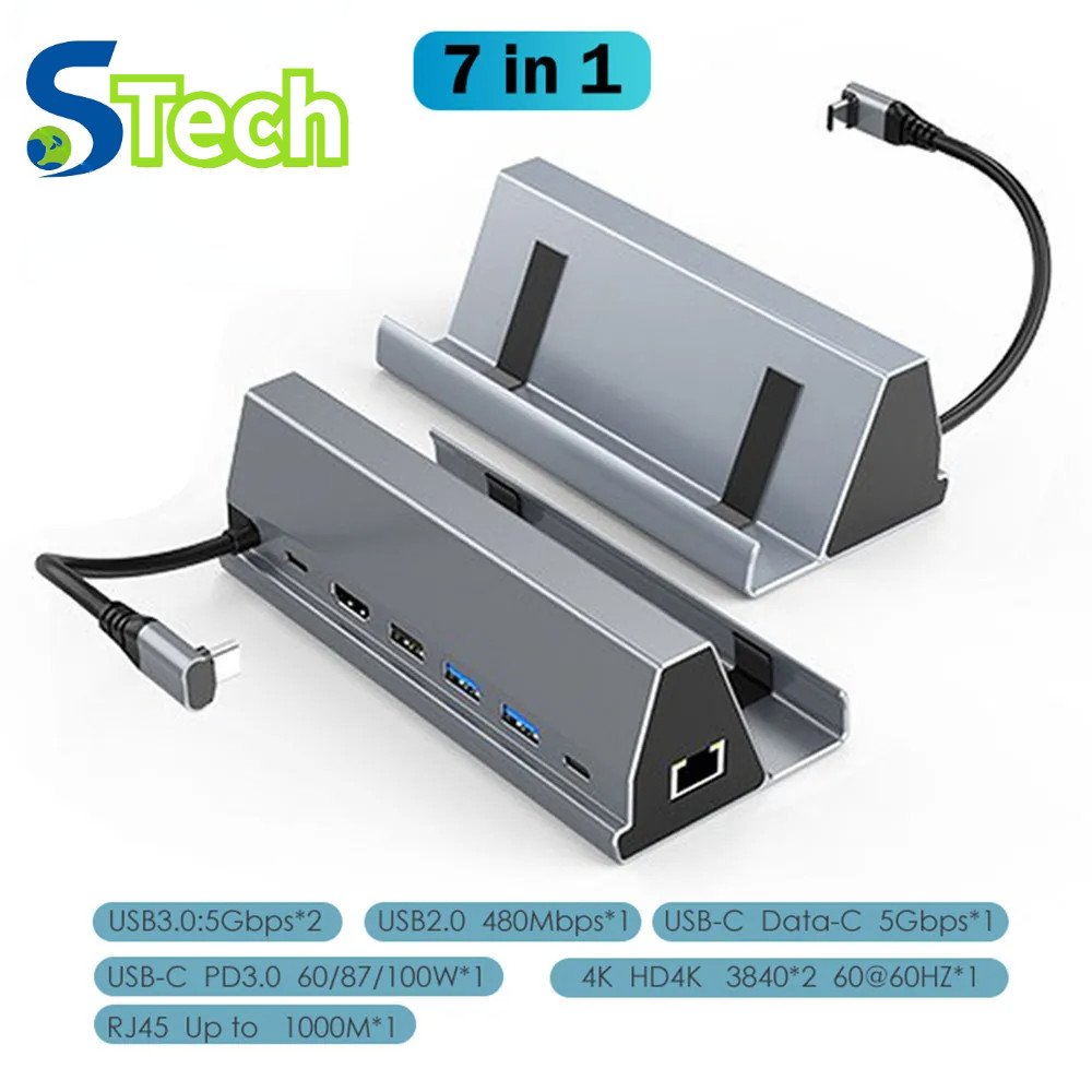 7 in 1 Docking Station Phone Holder 1000M RJ45 Ethernet Hub USB C Type ...