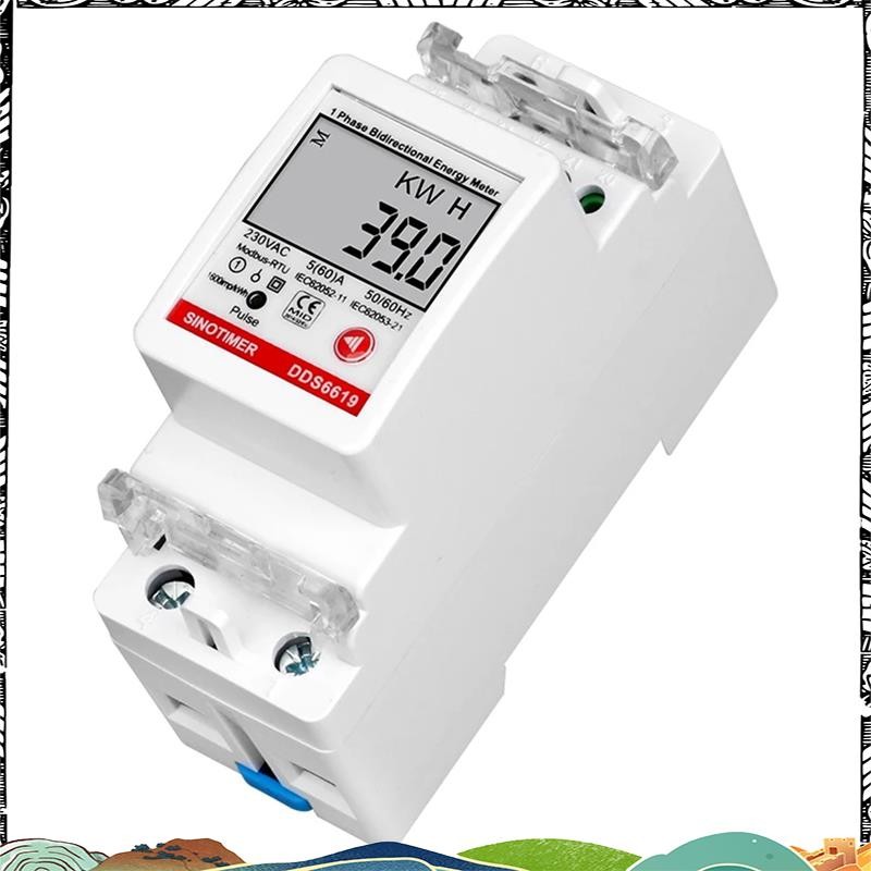 2P DIN-Rail Single-Phase Energy Meter Multifunction AC220V 5(60)A ...