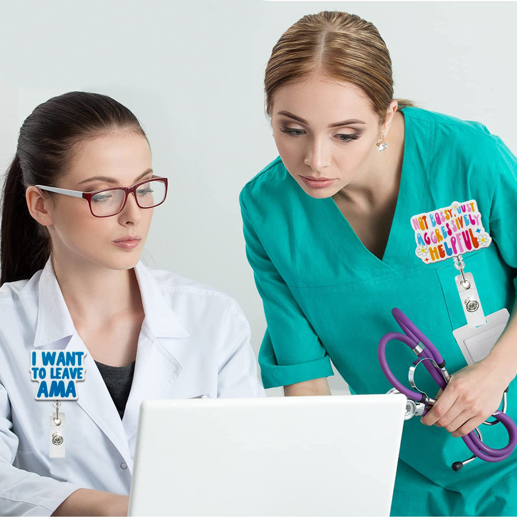 Funny Badge Reels - Cute Nurse Badge Reels Retractable, Meme Badge ...