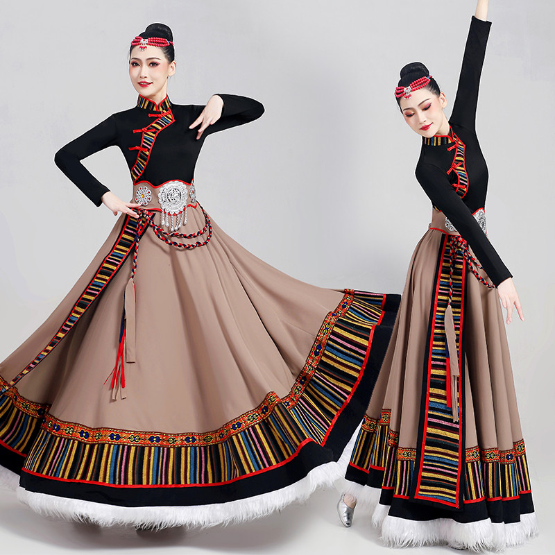 Dance Costume Mongolian Costume Female Art Exam Ethnic Tibetan Adult Dance Costume Practice Half ...