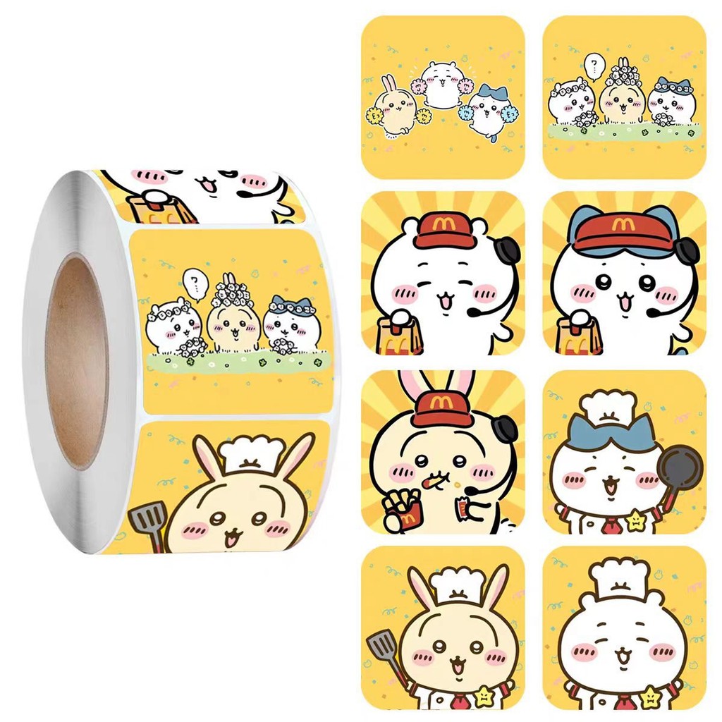 500 pcs 8 images Chiikawa Cartoon Stickers Roll/Stickers Tape | Shopee Malaysia