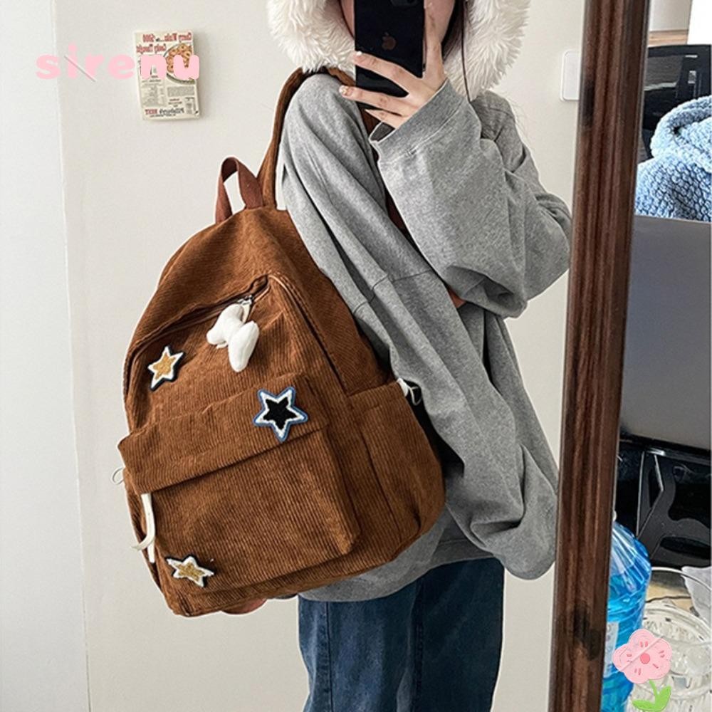 SIRENU Girls Backpacks, Large Capacity Corduroy Women Schoolbags ...