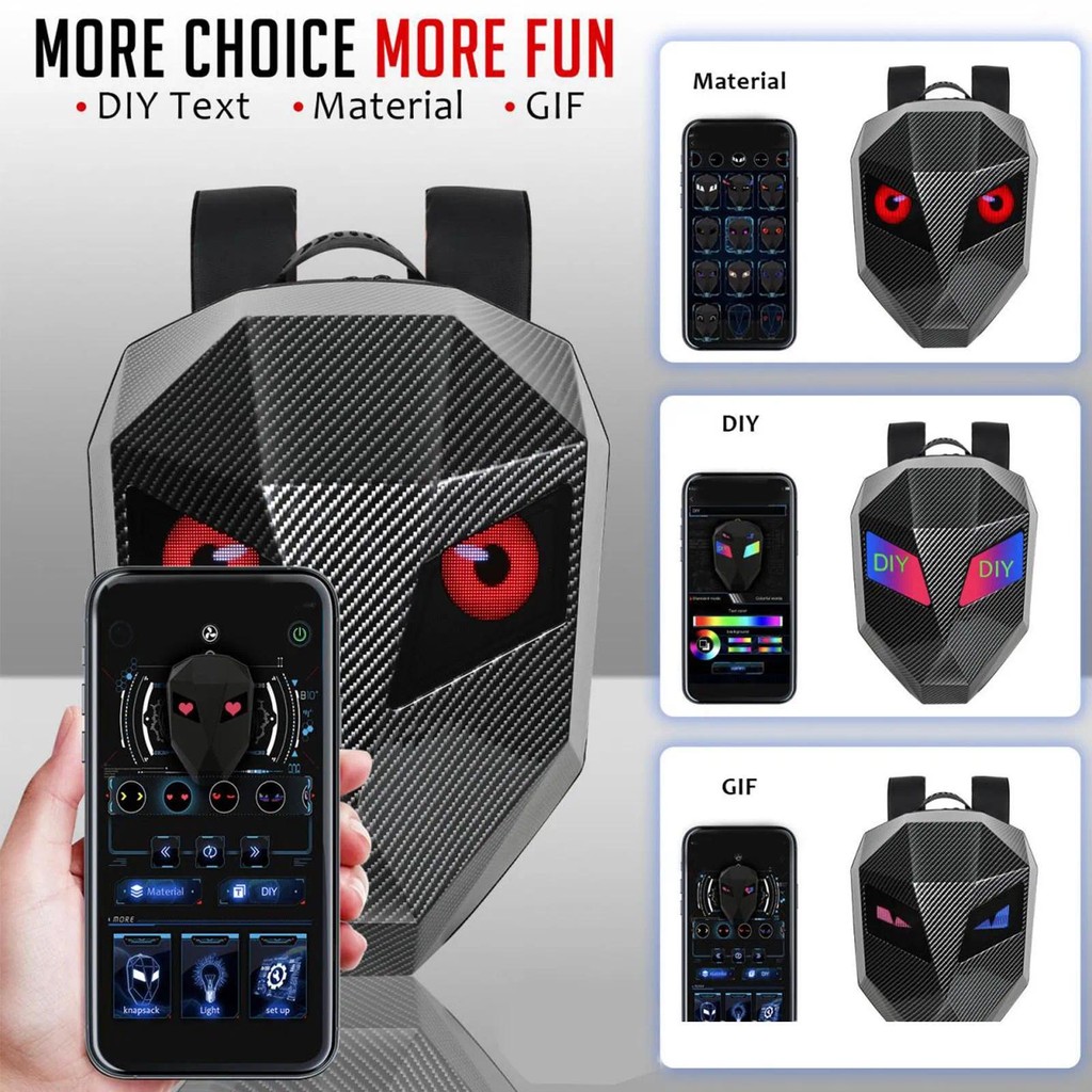 Motorcycle supplies LED Backpack Light Bluetooth DIY carbon fiber ...
