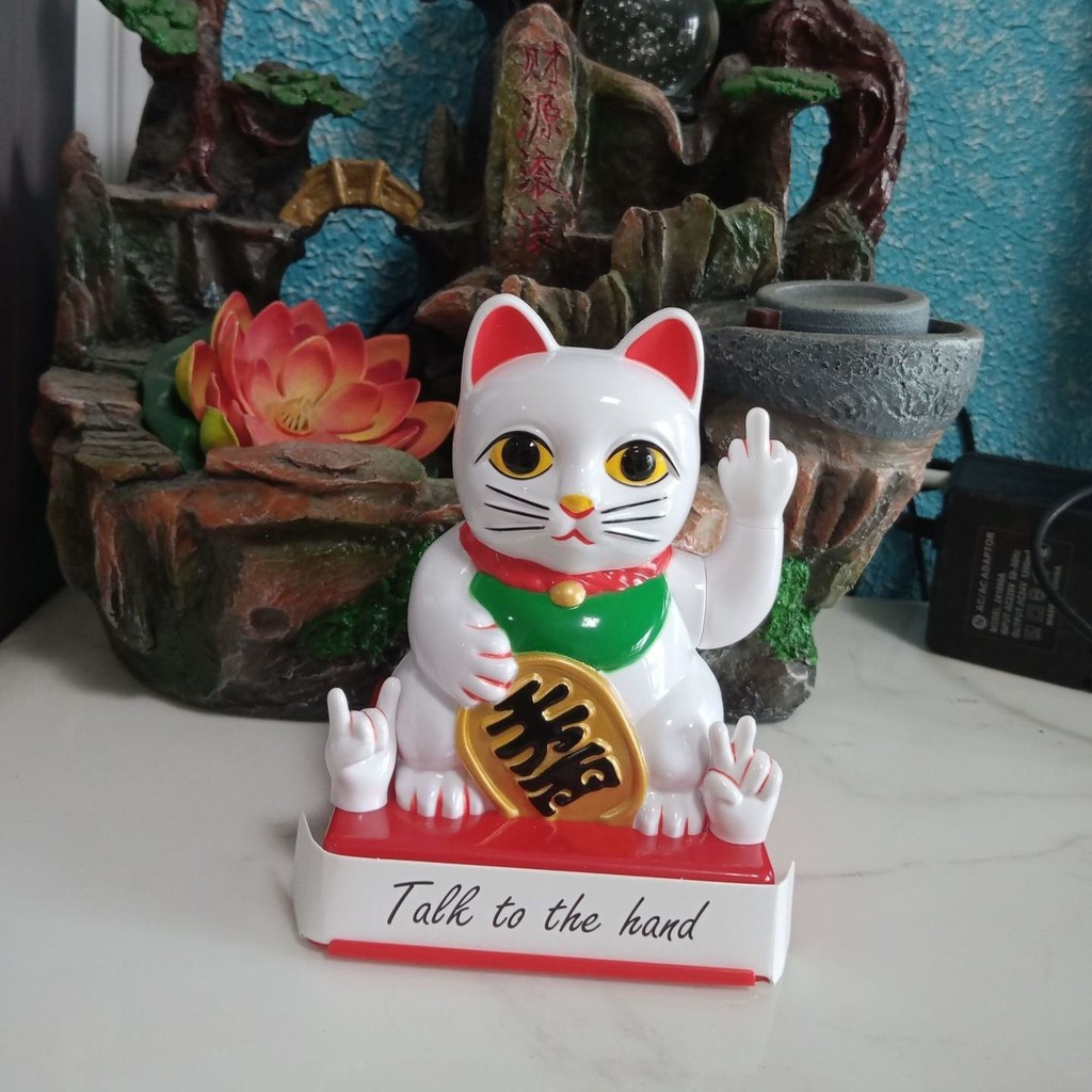Vertical Middle Finger Cat Waving Fortune Cat Decoration Good Luck Cat ...