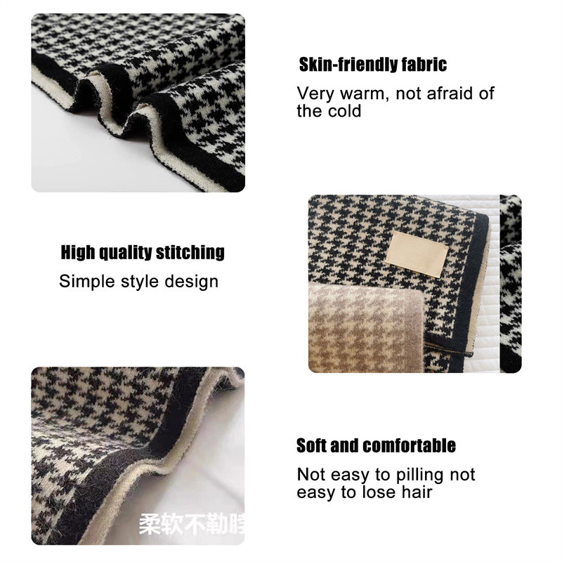 Scarf Female Winter Korean Version Shawl Grid Deer Plush Two-Sided Keep ...