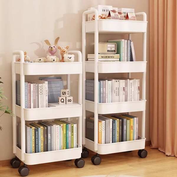 trolley rack almari dapur Rak buku, troli, rak, rak buku, roda, lantai ...